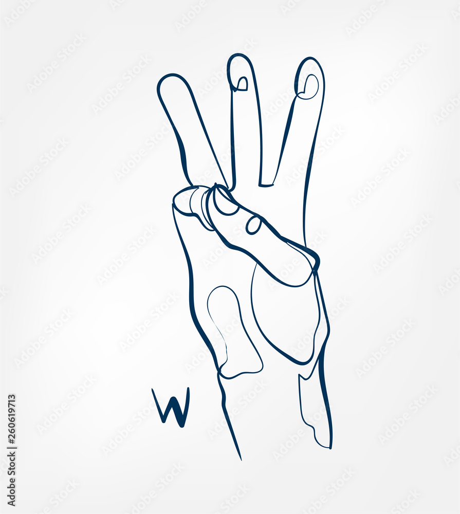 letter hand alphabet sign vector sketch line illustration Stock Vector ...