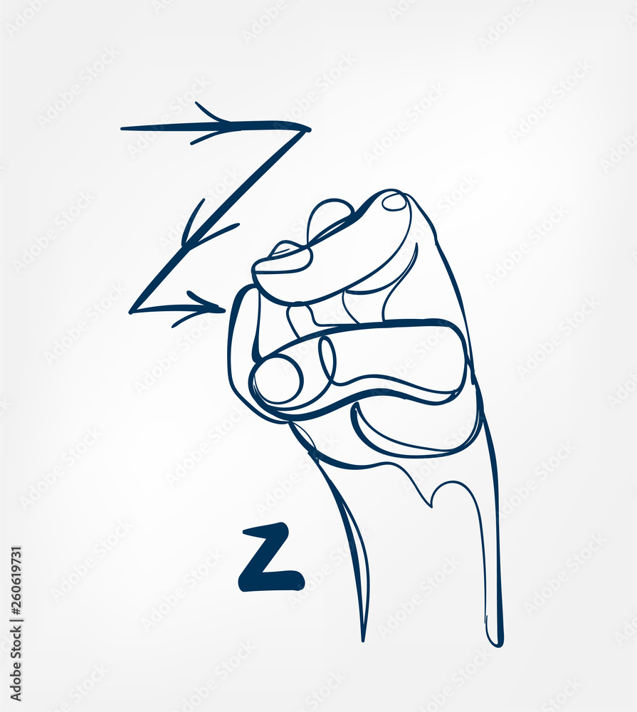 letter hand alphabet sign vector sketch line illustration Stock Vector ...