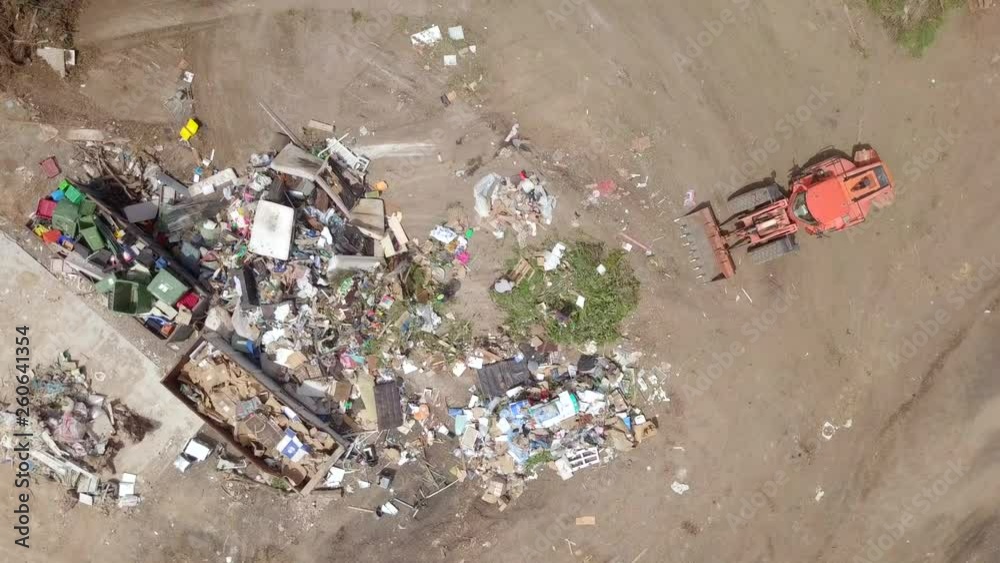 Waste sorting - Aerial footage of workers manually sorting types of ...