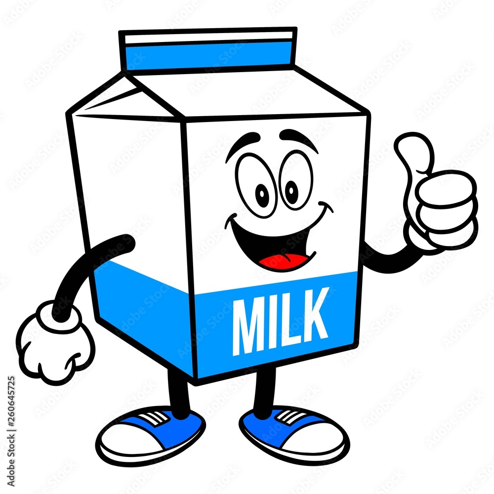 Milk Carton Mascot with Thumbs Up - A cartoon illustration of a Milk ...