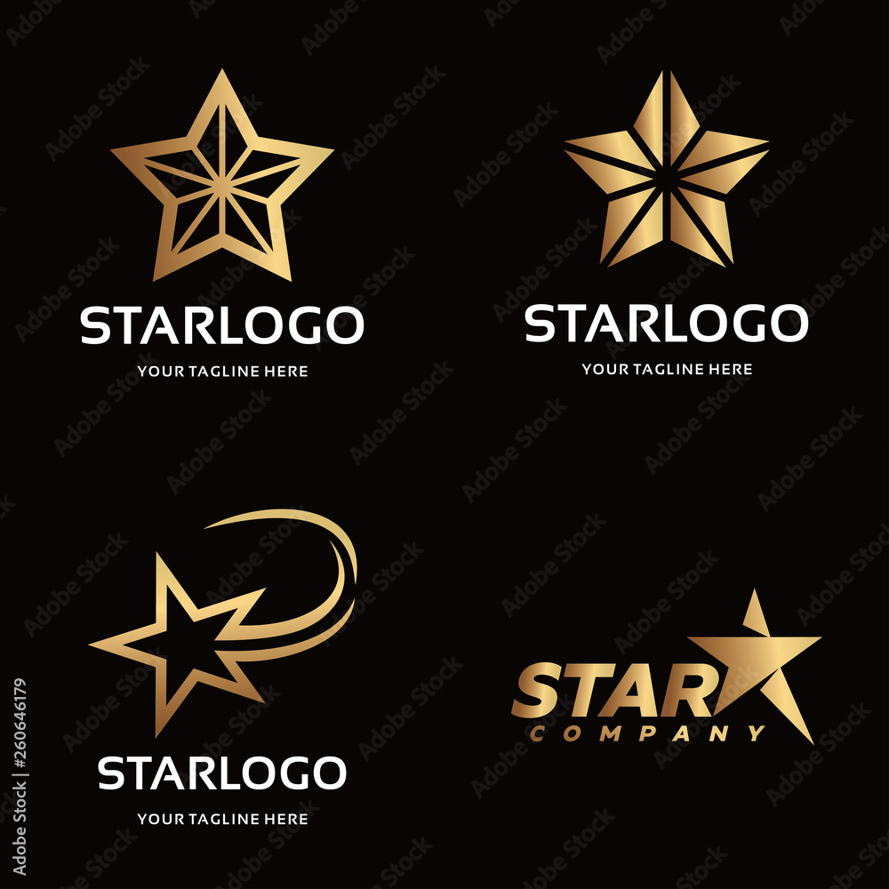 Collection of Gold Star Logo Design Template Inspiration Stock Vector ...