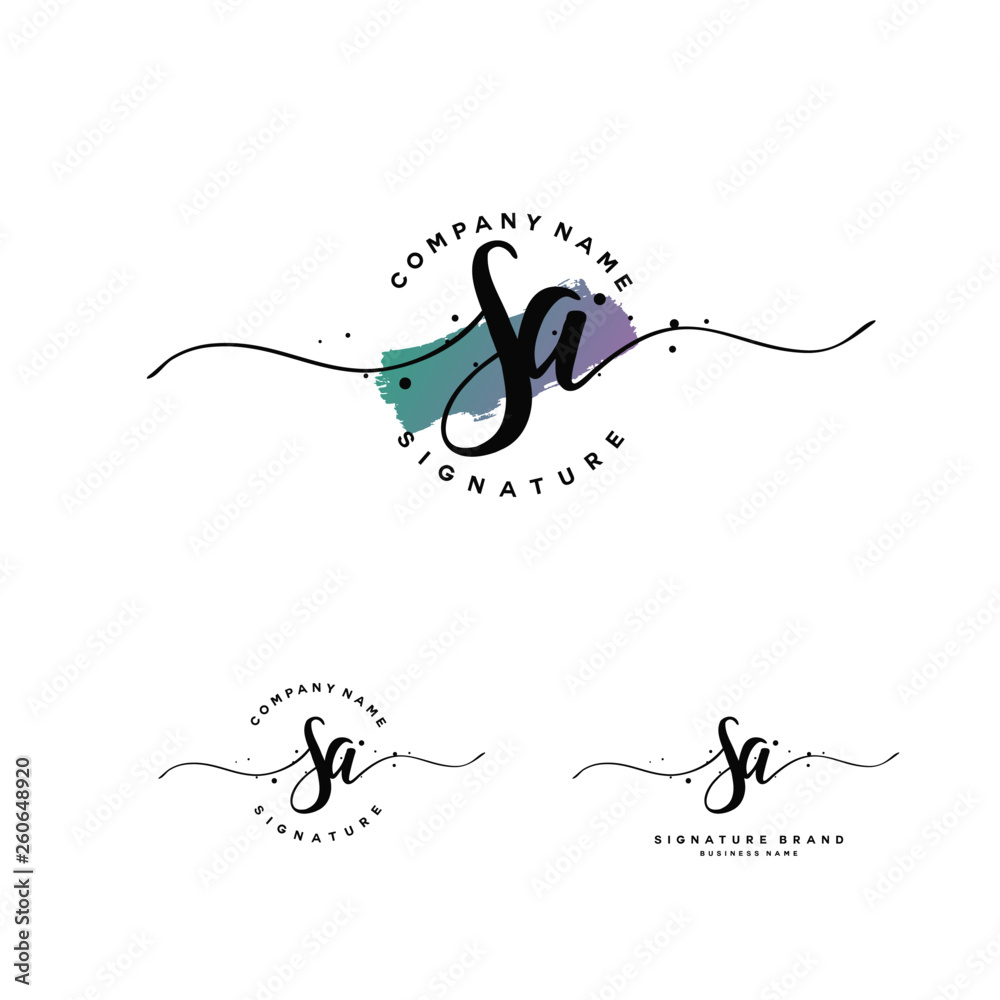 S A SA Initial letter handwriting and signature logo. Stock Vector ...