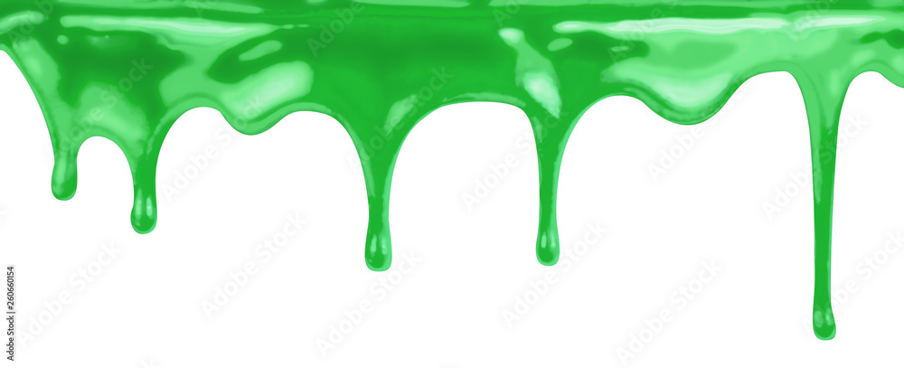 liquid green paint dripping on white with clipping path included Stock ...