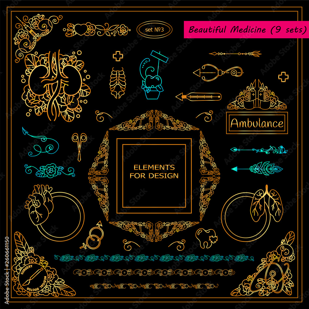 Vector collection of medical elements, signs and symbols in premium ...