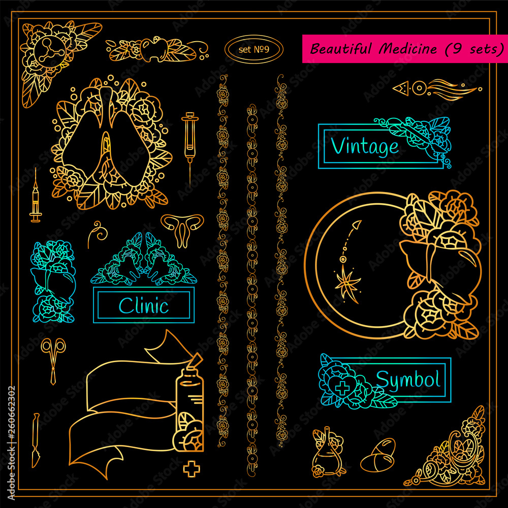 Vector collection of medical elements, signs and symbols in premium ...
