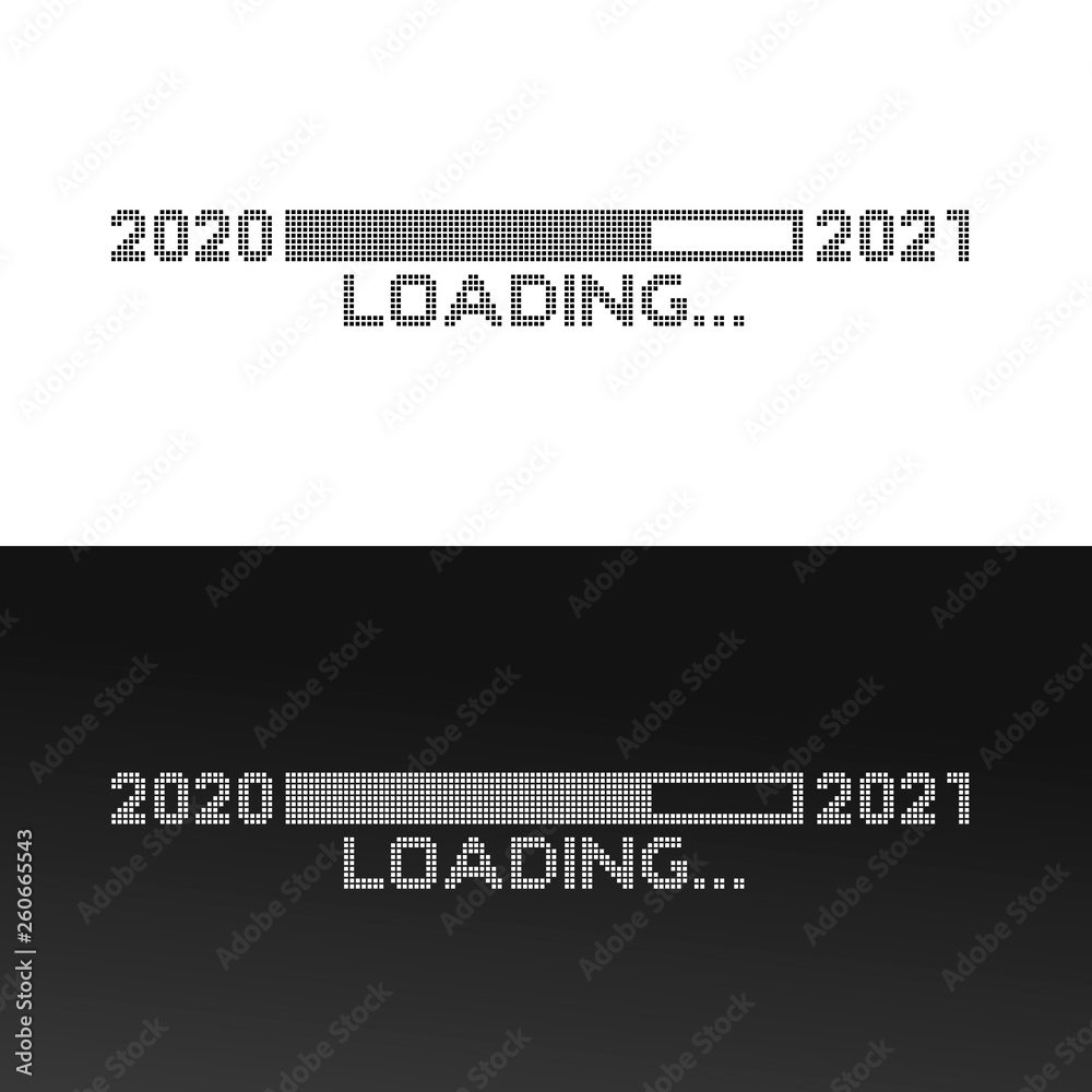 Pixelated progress bar year 2020 to 2021 loading. Happy New Year Vector ...