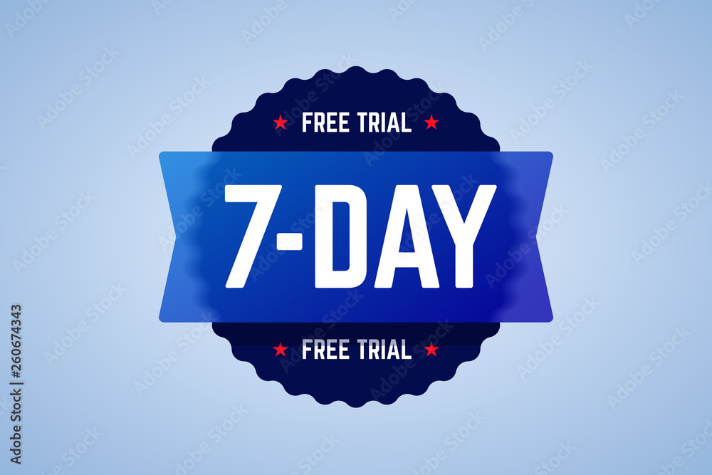 The 7 days free trial emblem. It can be used for application, software ...