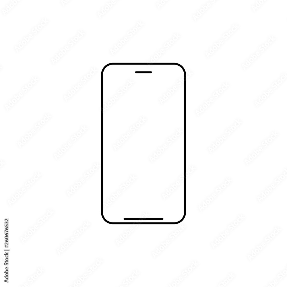 Mobile phone icon vector, line art outline style of smartphone symbol ...