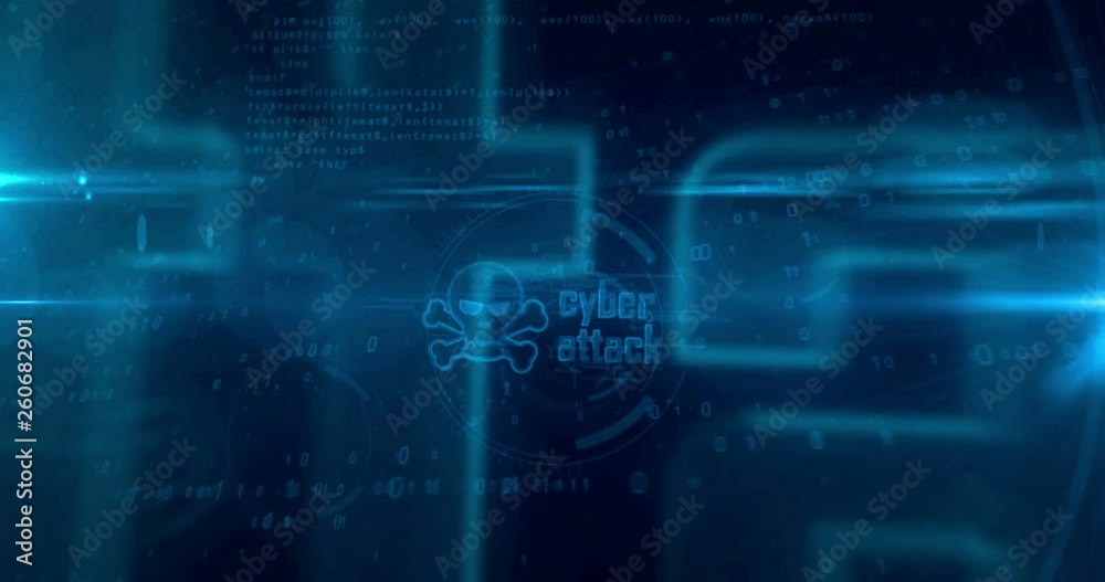 Vidéo Stock Cyber attack hologram on digital background. Danger alert ...