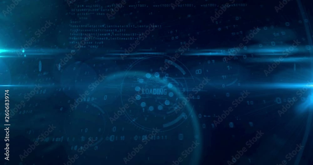 Loading hologram on dynamic digital background. Loading, upload ...
