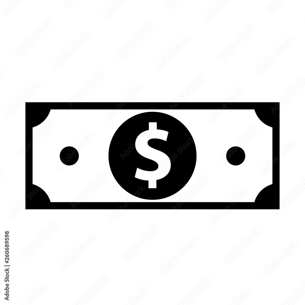 Money cash outline icon. Clipart image isolated on white background ...