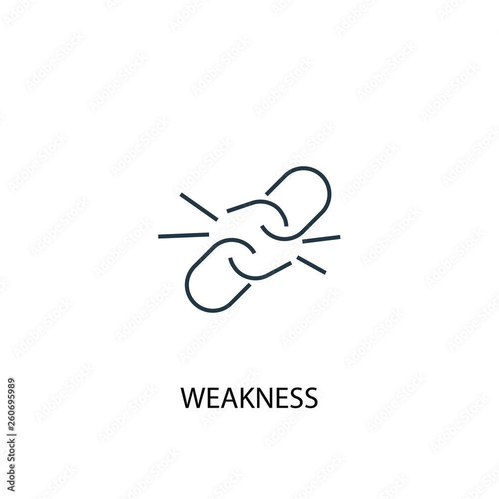 weakness concept line icon. Simple element illustration. weakness ...