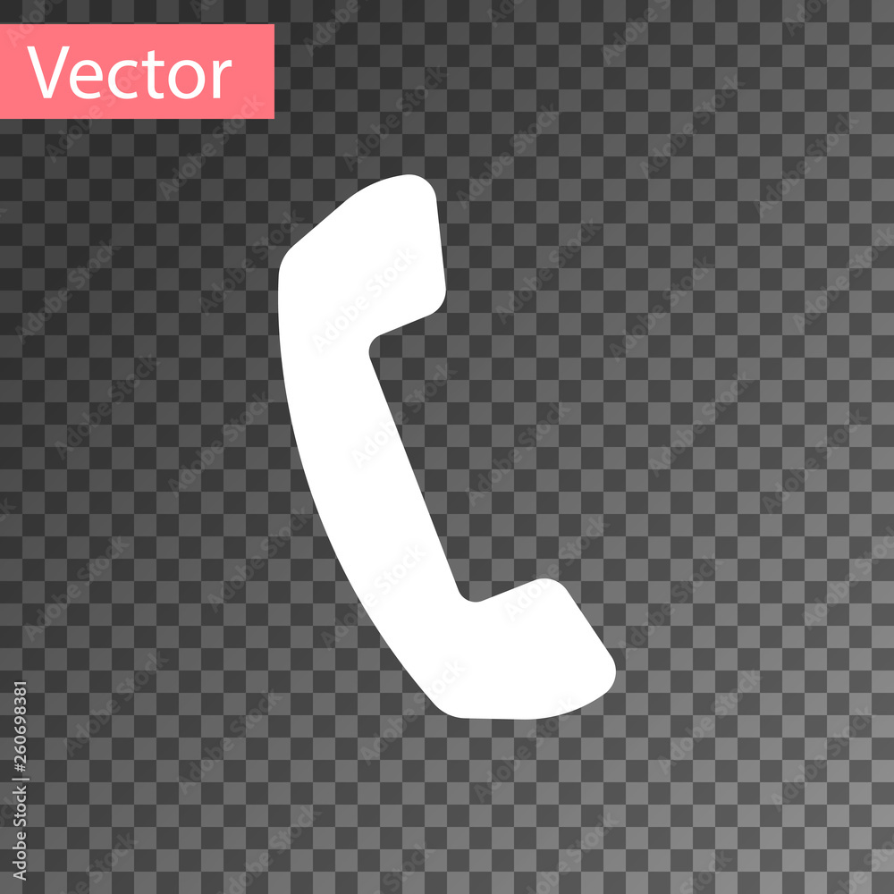 White Telephone handset icon isolated on transparent background. Phone ...