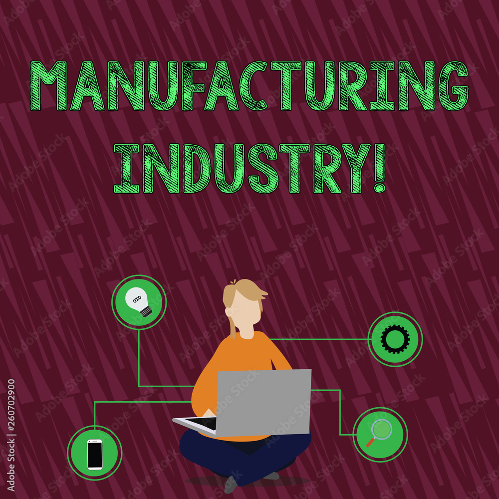 Handwriting text Manufacturing Industry. Conceptual photo Engage in the ...