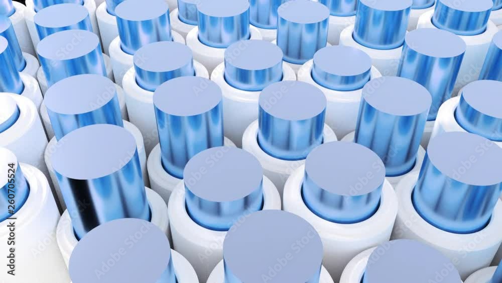 Abstract set of 3d metal cylinder shapes background render animation ...