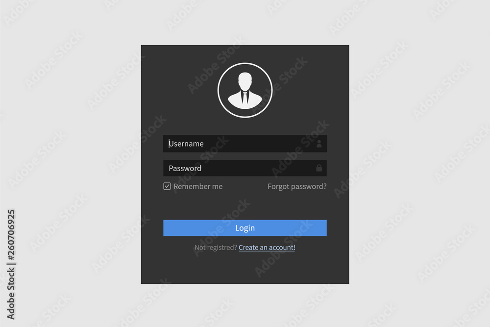 login form ui design template, registration form for website Stock ...