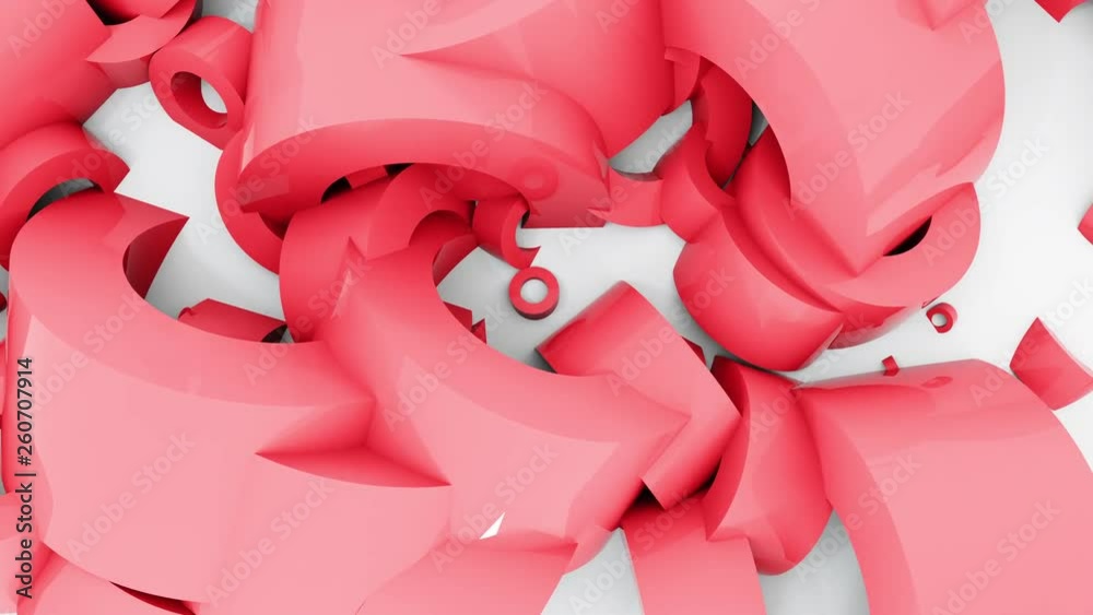 3D shapes round cylinders on white wall. Set of 6 different colors. 4K ...