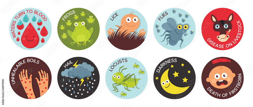 Passover Ten Plagues of Egypt cartoon- Vector Stock Vector | Adobe Stock