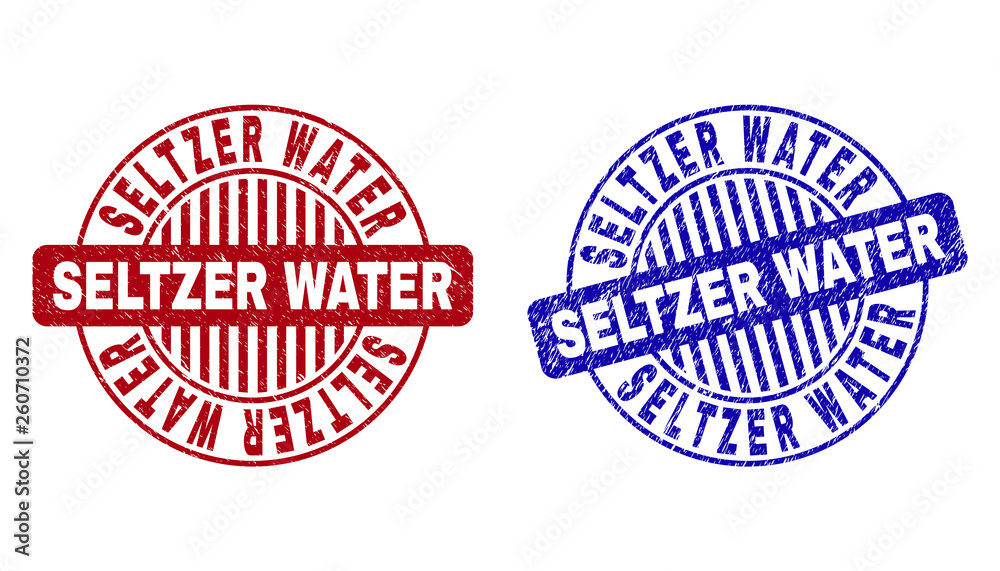 Grunge SELTZER WATER round stamp seals isolated on a white background ...