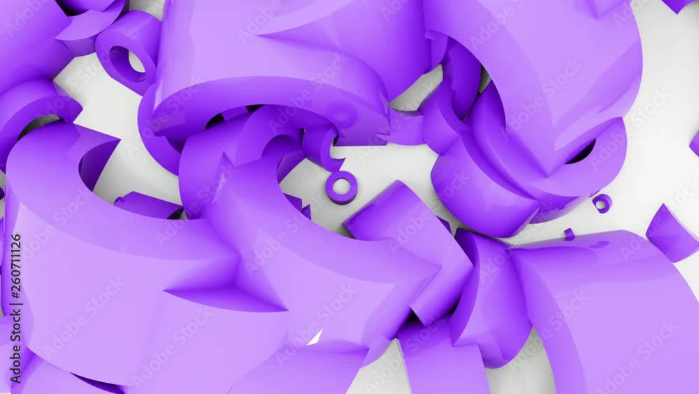 3D shapes round cylinders on white wall. Set of 6 different colors. 4K ...