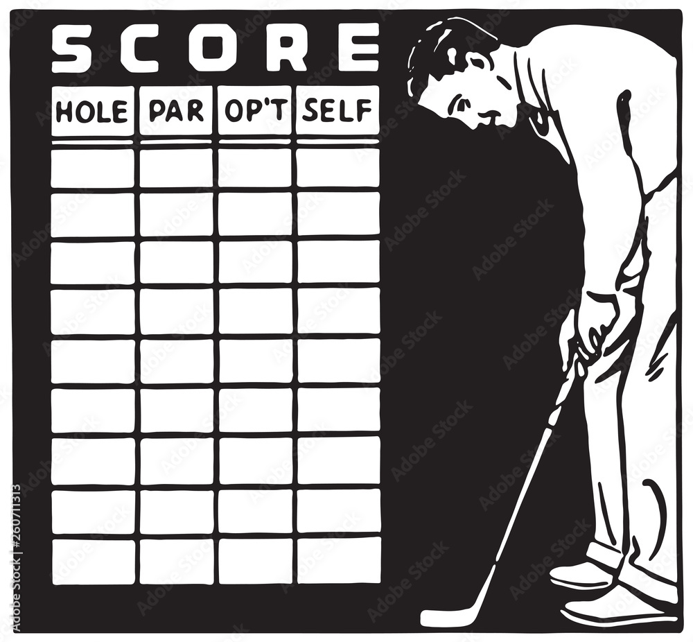 Golf Score Card - Retro Ad Art Banner Stock Vector | Adobe Stock