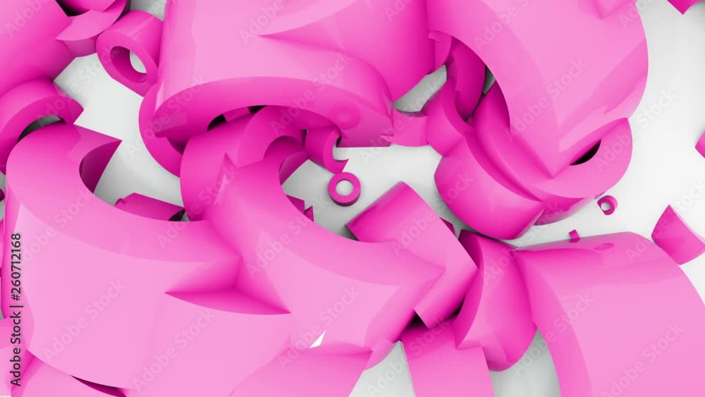 3D shapes round cylinders on white wall. Set of 6 different colors. 4K ...