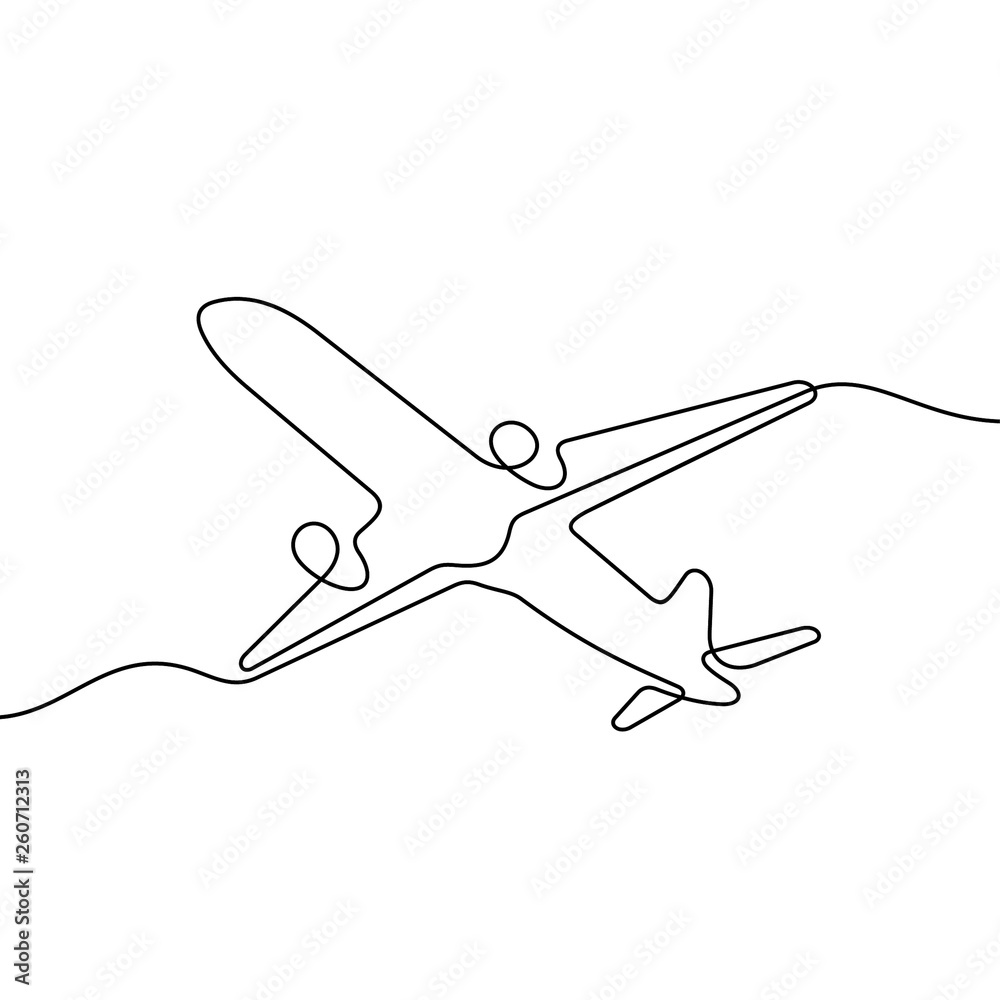 Plane continuous line vector illustration Stock Vector | Adobe Stock