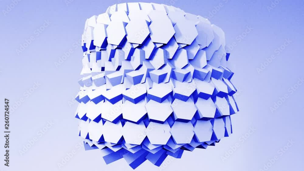 Abstract 3D shapes hexagon sphere animation. 4k render loop footage ...
