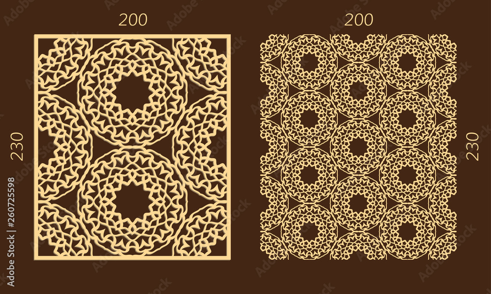 Laser cutting set. Woodcut vector panel. Plywood lasercut eastern ...