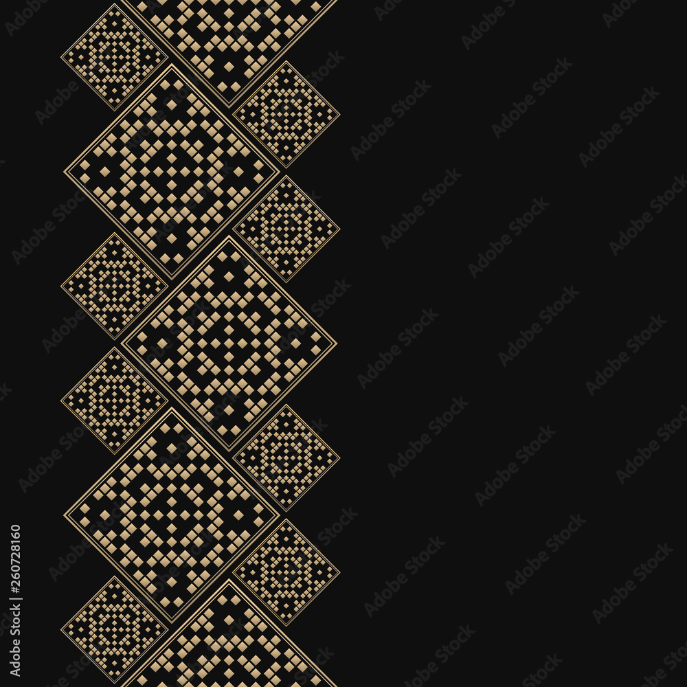 Golden frame in latvian style. Seamless tiled border for design. Baltic background. Luxury card ...