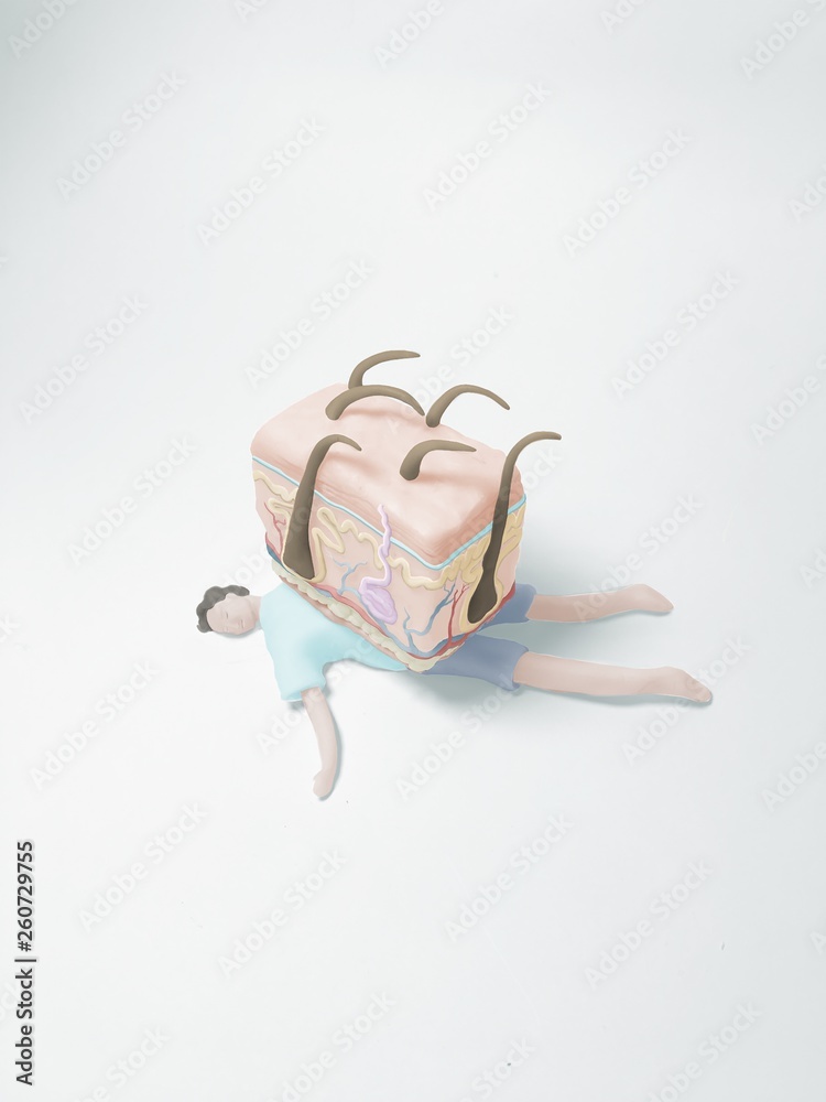 student under skin while learning dermatology Stock Illustration ...