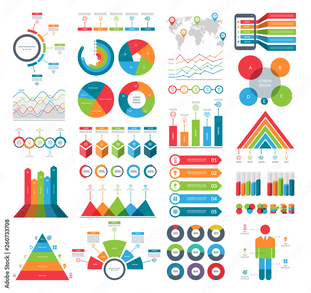 Set of infographic elements with simple templates for business ...