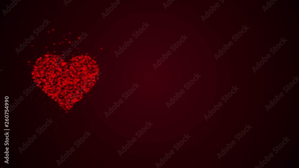 Red heart is isolated on burgundy background. Accumulation of little ...