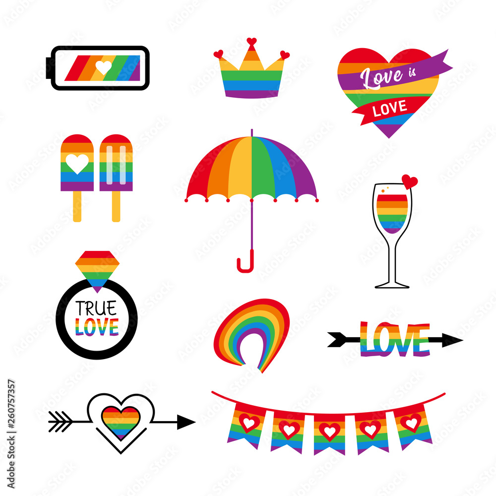 LGBT icon vector set pride flag rainbow Stock Vector | Adobe Stock