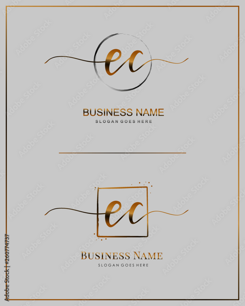 Initial E C EC handwriting logo vector. Letter handwritten logo ...