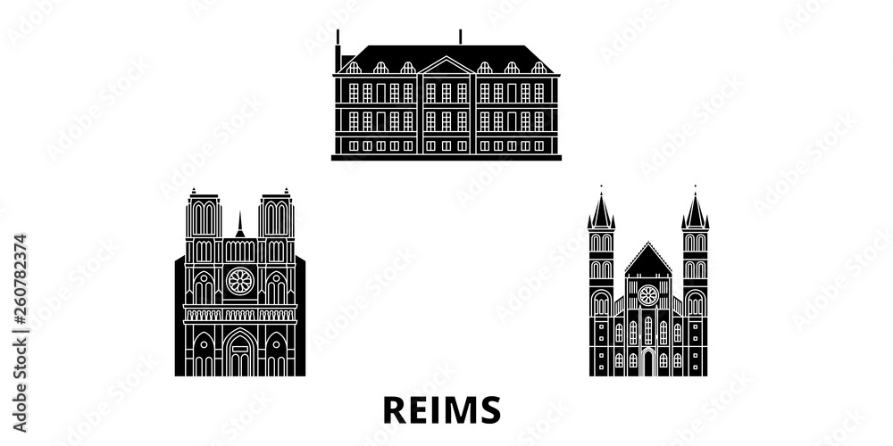 Vettoriale Stock France, Reims flat travel skyline set. France, Reims ...