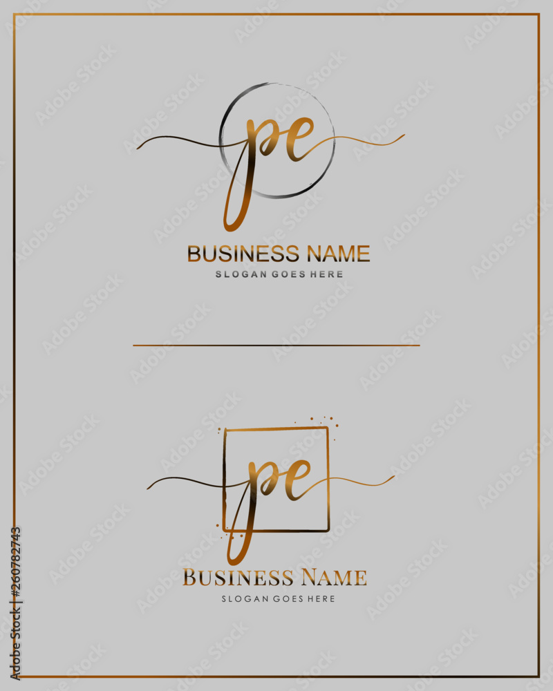 Initial P E PE handwriting logo vector. Letter handwritten logo ...