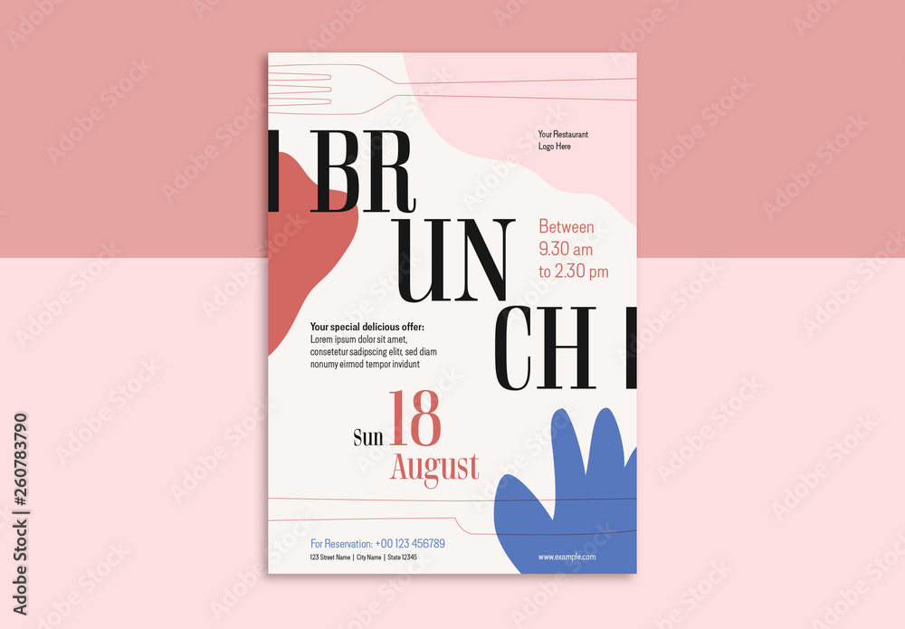 Brunch Flyer with Abstract Designs Stock Template | Adobe Stock