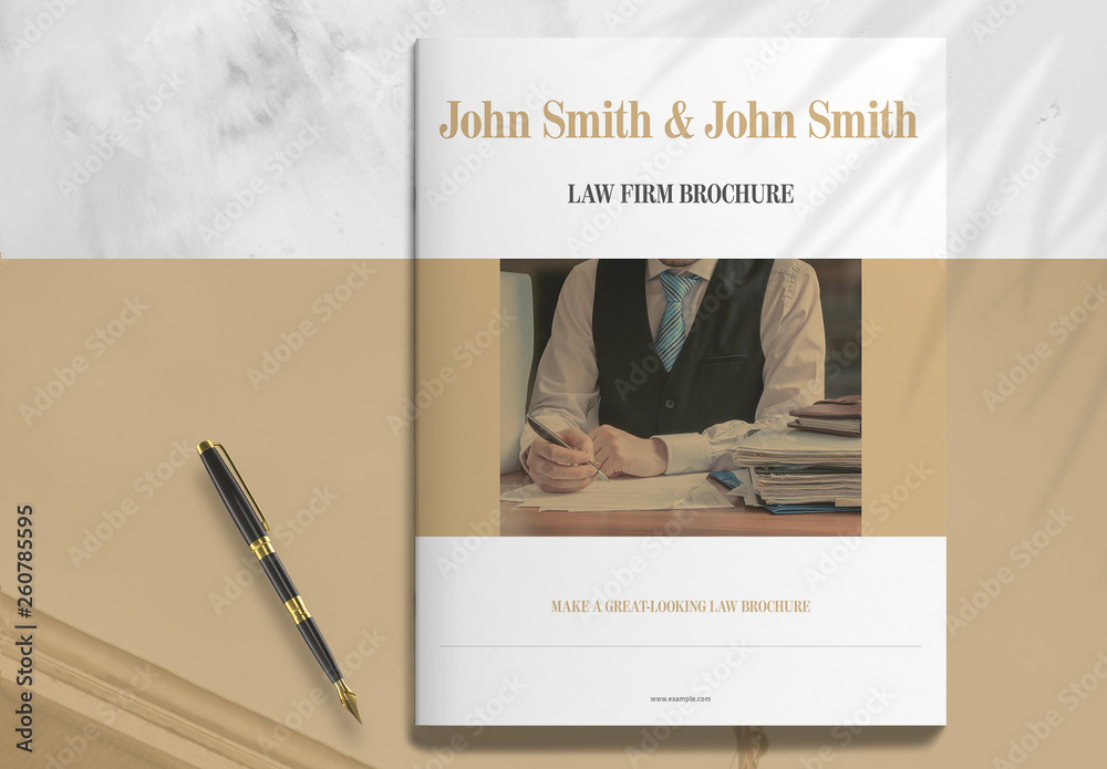 Law Firm Booklet Layout with Brown Accents Stock Template | Adobe Stock