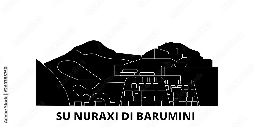 Italy, Barumini, Su Nuraxi Di Barumini flat travel skyline set. Italy ...