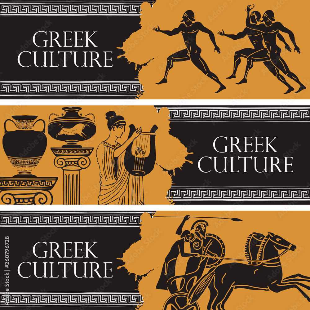 Set of three vector travel banners on the theme of Ancient Greece in ...