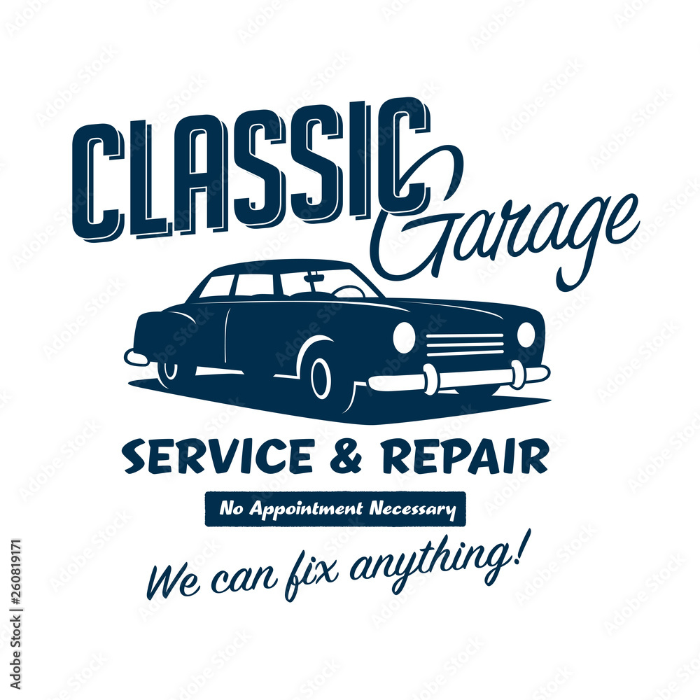 Vintage Style Clip Art - Classic Garage Sign - Vector EPS10. Stock ...