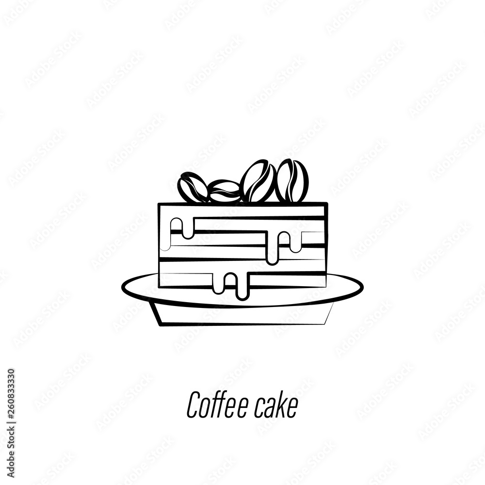 coffee cake hand draw icon. Element of coffee illustration icon. Signs ...
