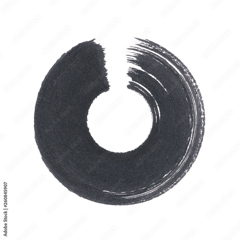 Circle brush stroke frame isolated on white background for creative ...