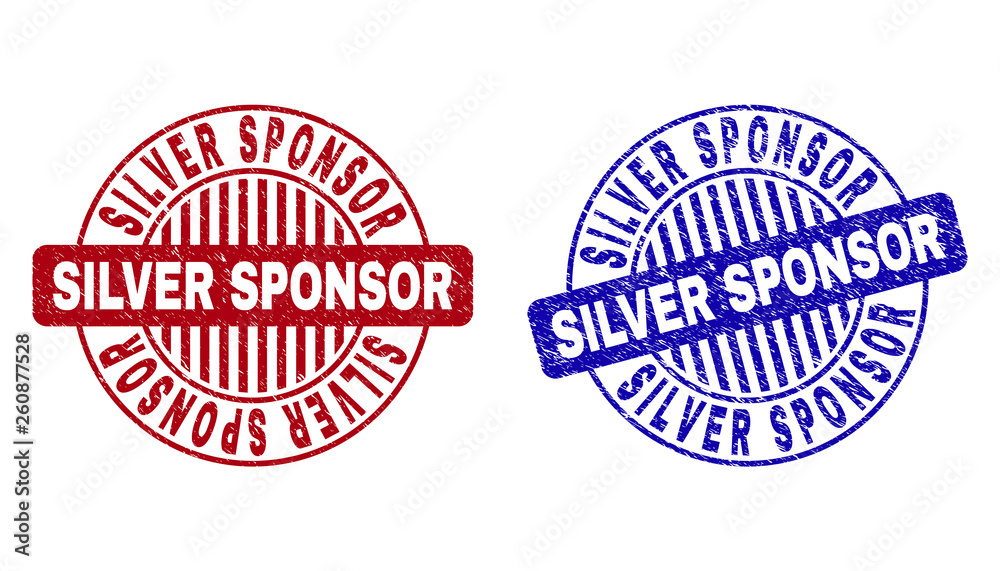 Grunge SILVER SPONSOR round stamp seals isolated on a white background ...