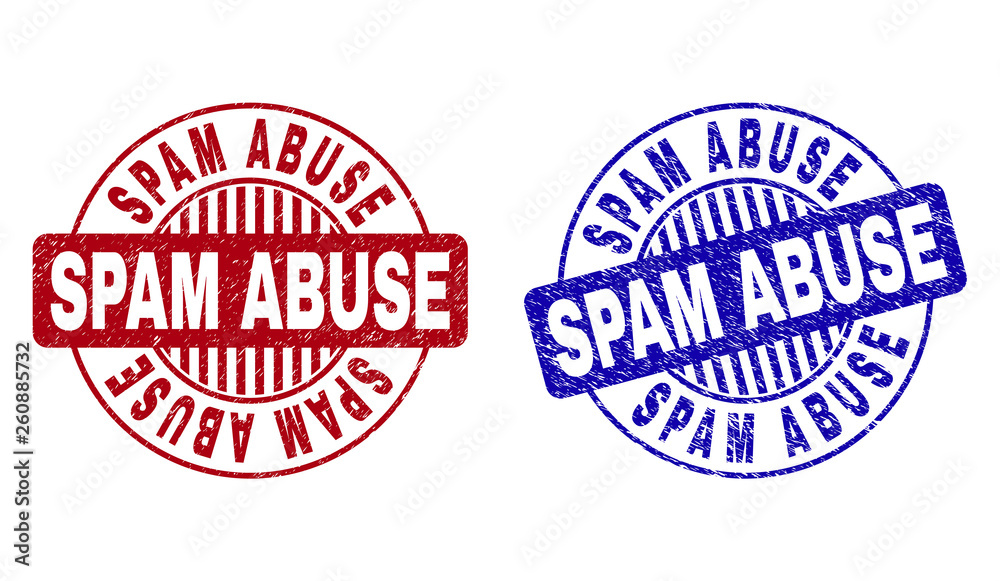 Grunge SPAM ABUSE round stamp seals isolated on a white background ...