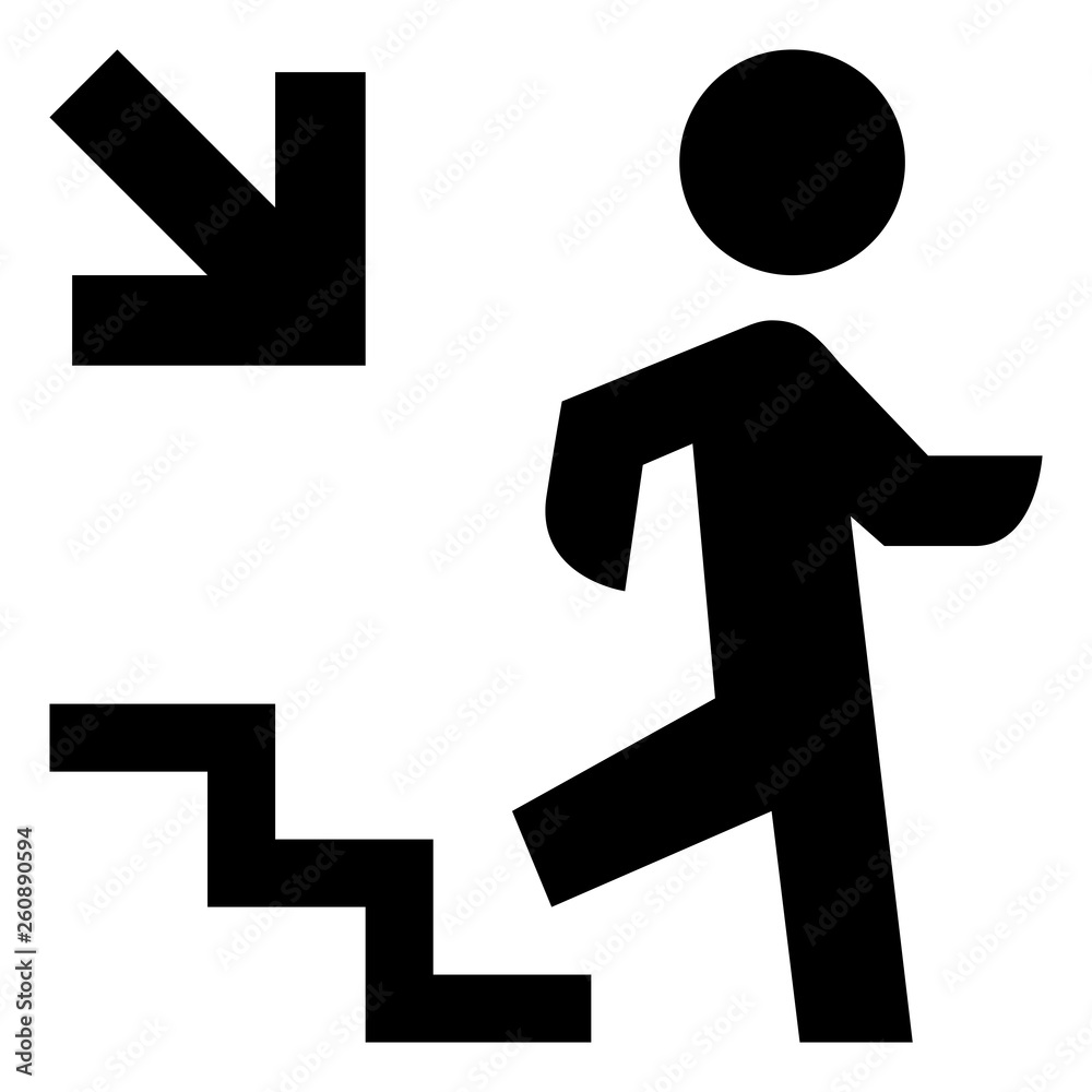 Person Walking Down Steps Icon Stock Vector | Adobe Stock