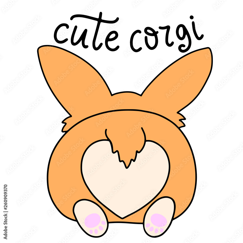 Corgi dog breed lettering vector illustration in cartoon style. Stock ...