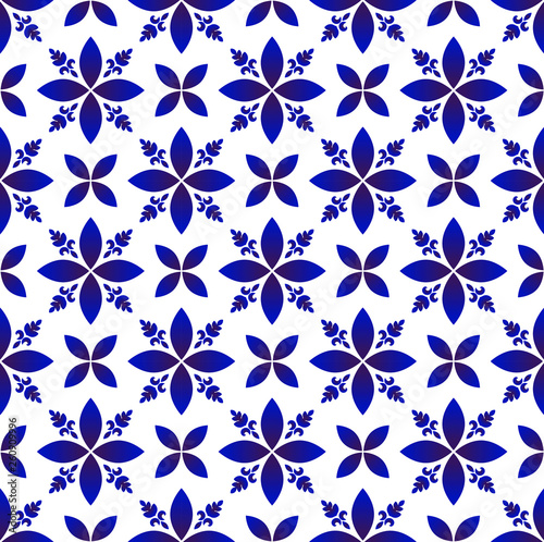 blue and white floral seamless pattern wall mural wallpaper ...