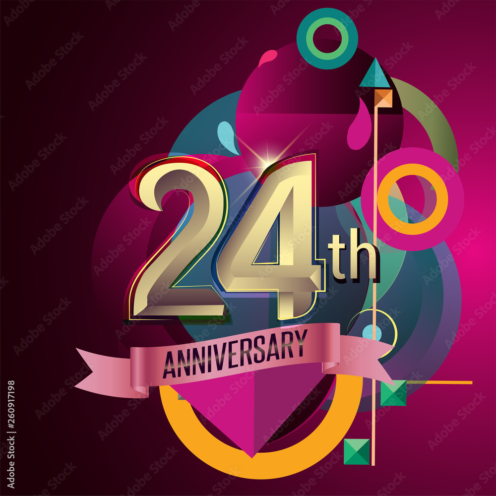 24th Anniversary, Party poster, banner and invitation - background ...